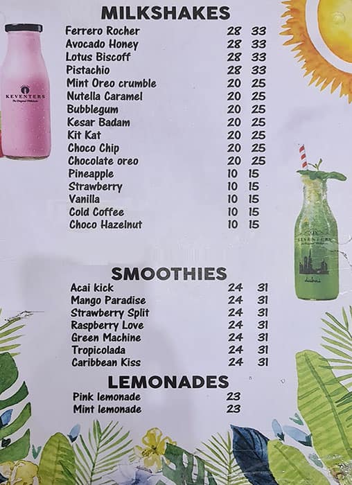 Menu at Keventers Milkshakes Sharjah City Centre cafe, Sharjah