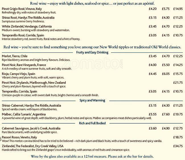 Menu at Ye Olde Red Lion pub & bar, Sutton, 17 Park Rd