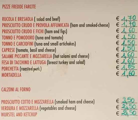 Menu da Da Luigi Pizza pizzeria, Roma