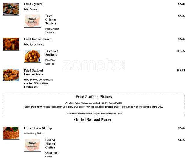 Menu at Marietta Fish Market restaurant, Marietta