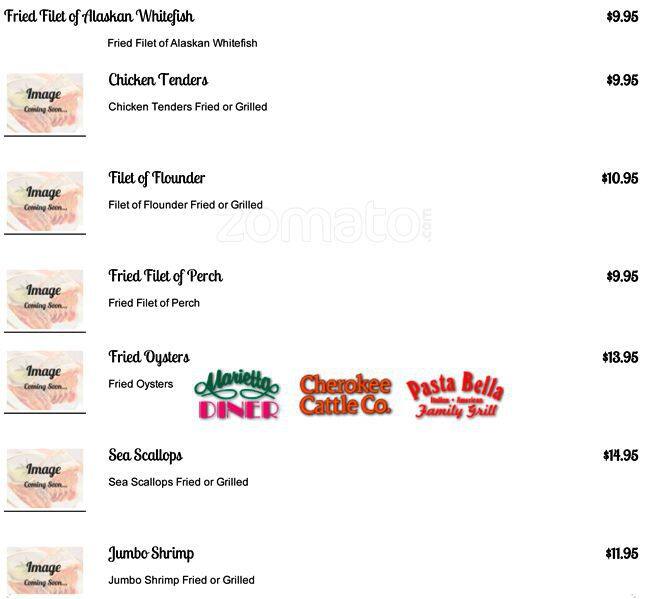 Menu at Marietta Fish Market restaurant, Marietta