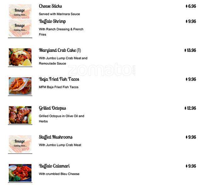 Menu at Marietta Fish Market restaurant, Marietta