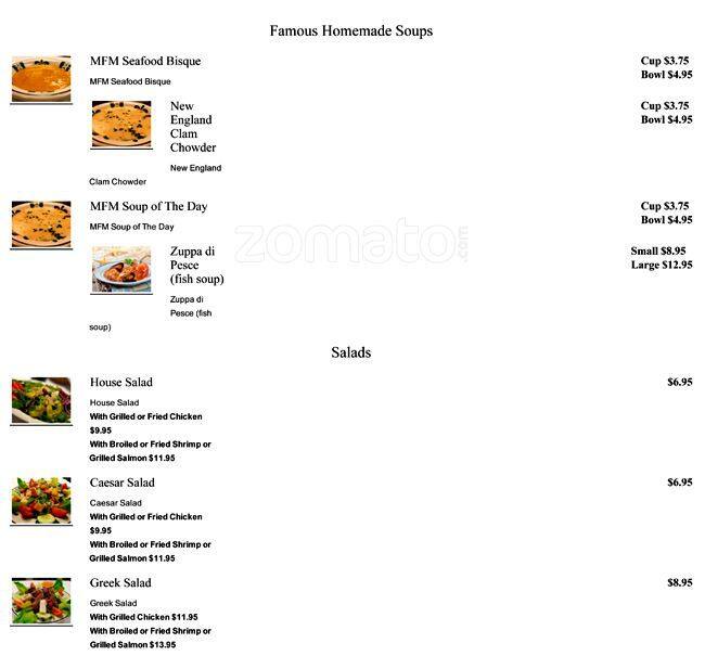 Menu at Marietta Fish Market restaurant, Marietta