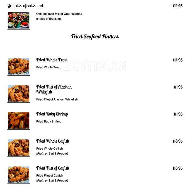 Menu at Marietta Fish Market restaurant, Marietta