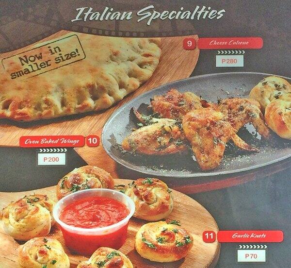 Menu at Reel Pizza restaurant, Mandaue City