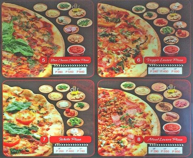 Menu at Reel Pizza restaurant, Mandaue City
