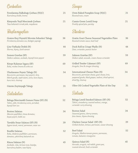 Menu at Veranda Restaurant, Istanbul, Abay Cd. No:223