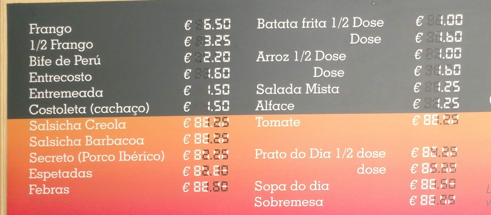 Menu em Churrasqueira A Caracolinha restaurante, Tavira
