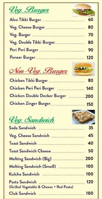 Menu of The Snacks Ville, Pali Hill, Bandra West, Mumbai