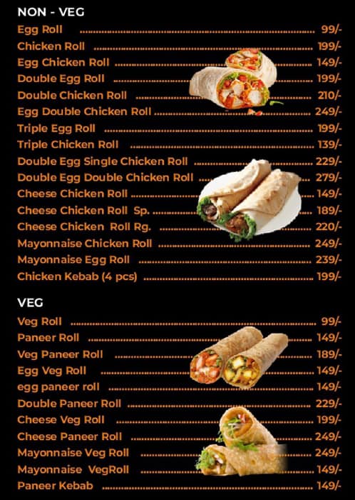 Menu of Everyday Roll, Veera Desai Area, Mumbai