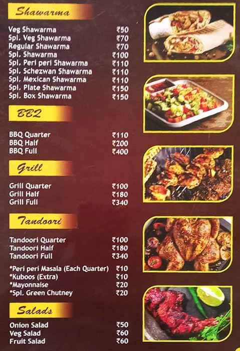 Menu of The Tandoori Kitchen, Park Town, Chennai