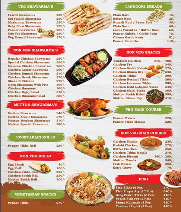 Menu of Nawabi Hut, VIP Road, Zirakpur