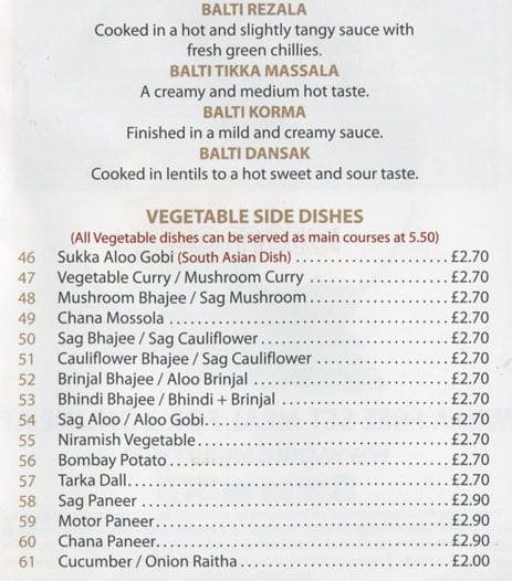 Carta del restaurante Golden Curry, Ilford, 14 Clements Rd