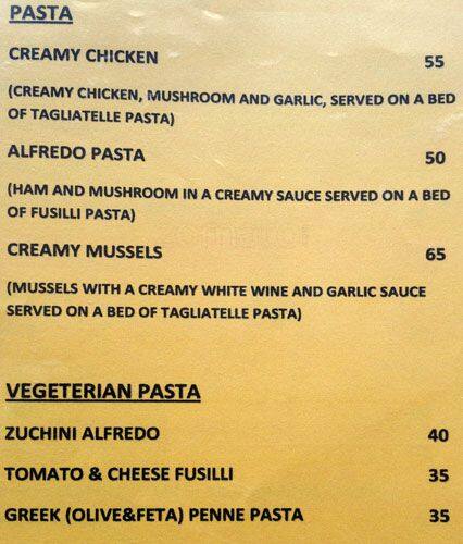 Menu at Affi Plaas restaurant, Stellenbosch