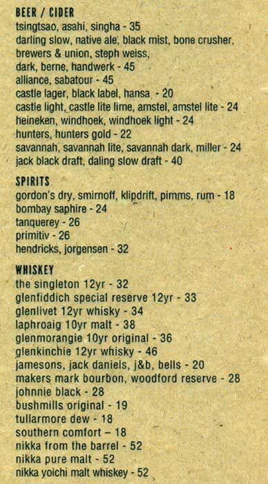Menu at The Good Luck Club, Randburg, 134 Barry Hertzog Ave