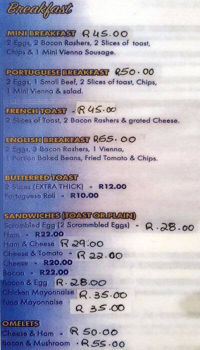 Speisekarte von O Chef pub & Bar, Johannesburg South