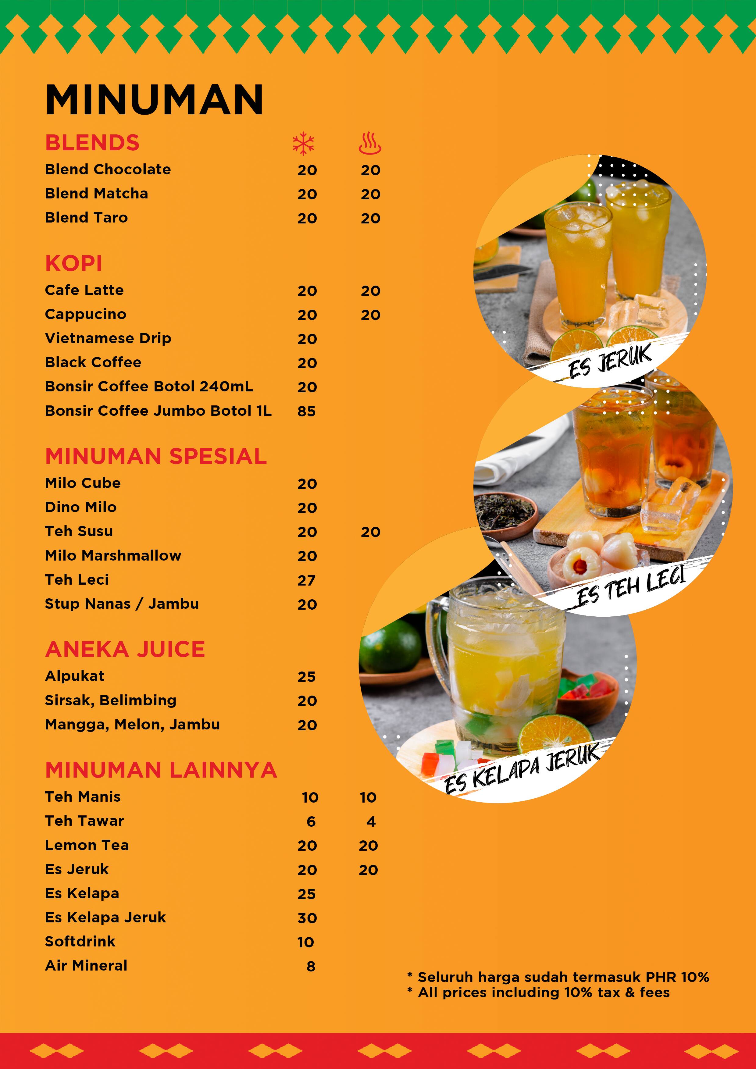 Menu at Nasi Goreng Kambing Kebon Sirih restaurant, Central Jakarta, Jl ...