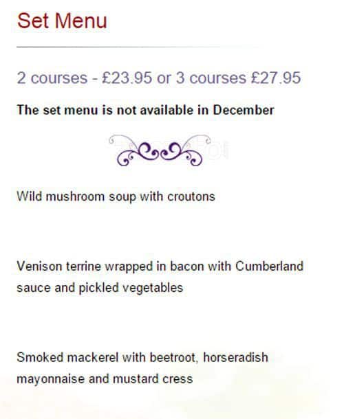 Menu at Stockbridge Restaurant, Edinburgh