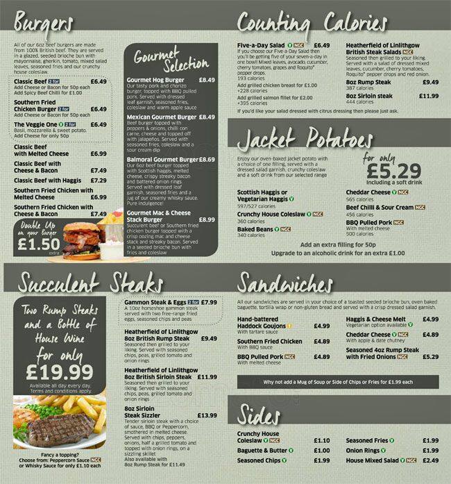 Menu at Platform 5 pub & bar, Edinburgh