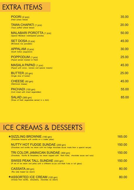 Menu at Sankalp, Ahmedabad