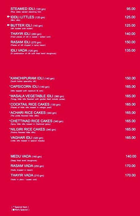 Menu of Sankalp, Vasna, Ahmedabad