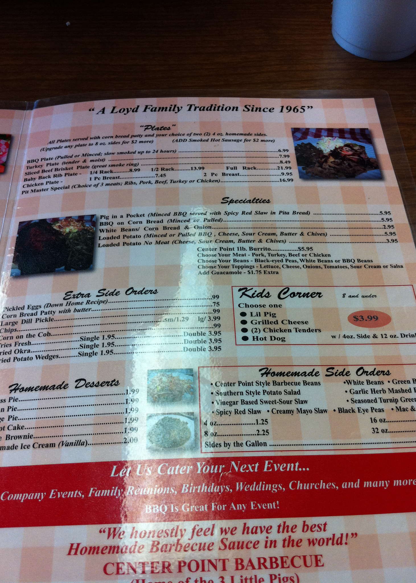 Menu at Center Point Barbecue, Hendersonville, W Main St