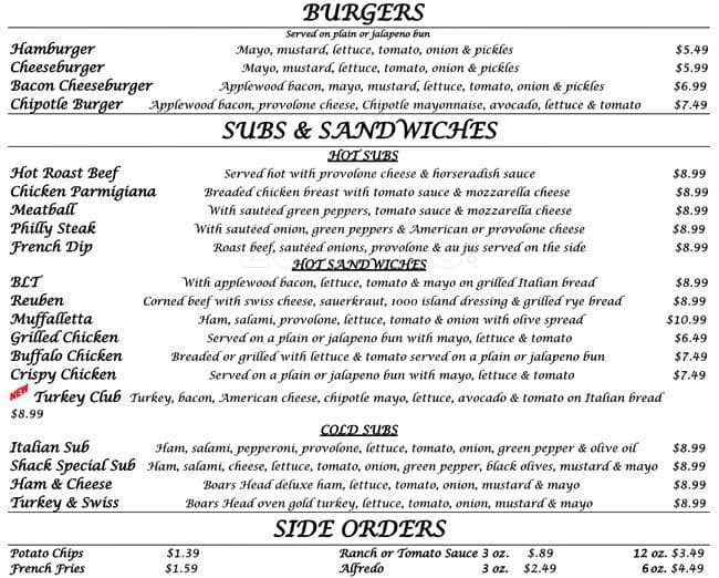 Menu at Pizza Shack pizzeria, Willis, 200 Highway 70 E Ste 6