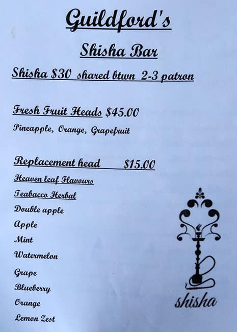 Menu at Guildford's Restaurant Cafe, Seaford