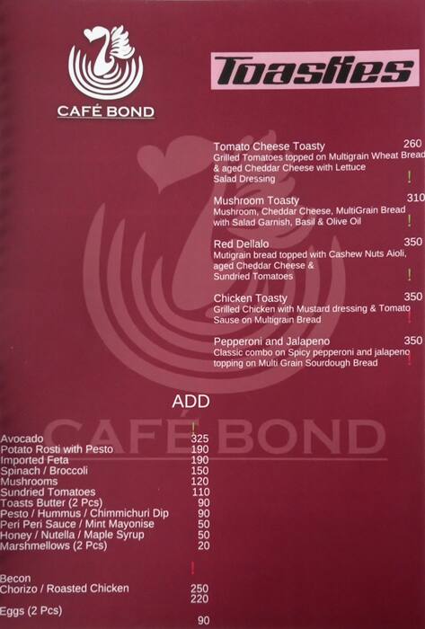 Menu at Coffee Bond - Cafe Bond, New Delhi, First floor