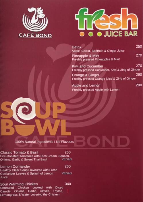 Menu at Coffee Bond - Cafe Bond, New Delhi, First floor