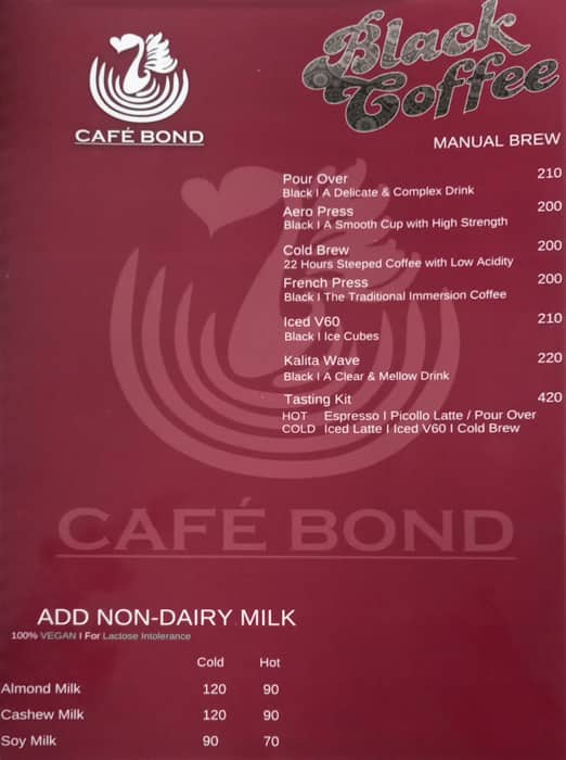 Menu at Coffee Bond - Cafe Bond, New Delhi, First floor