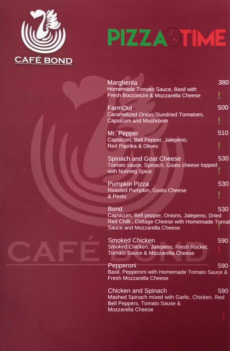 Menu at Coffee Bond - Cafe Bond, New Delhi, First floor