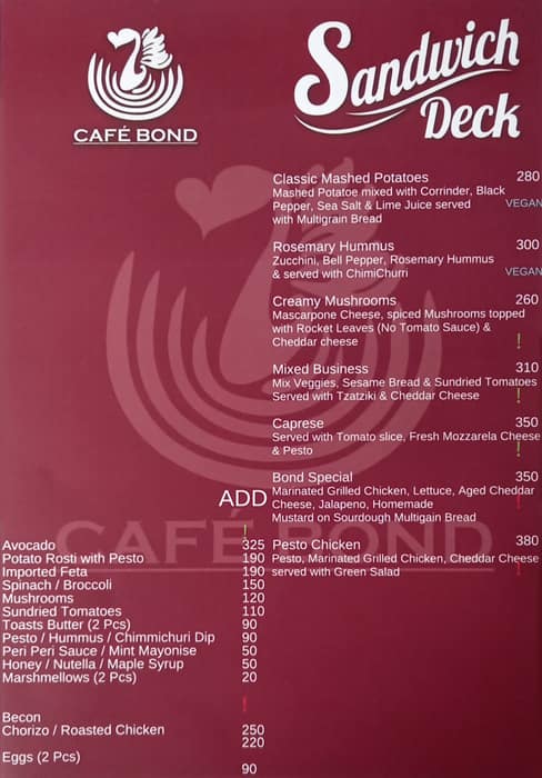 Menu at Coffee Bond - Cafe Bond, New Delhi, First floor