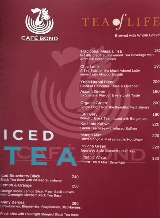 Menu at Coffee Bond - Cafe Bond, New Delhi, First floor