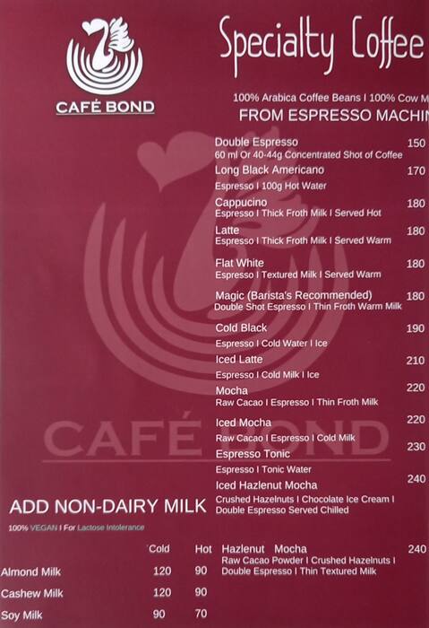 Menu at Coffee Bond - Cafe Bond, New Delhi, First floor