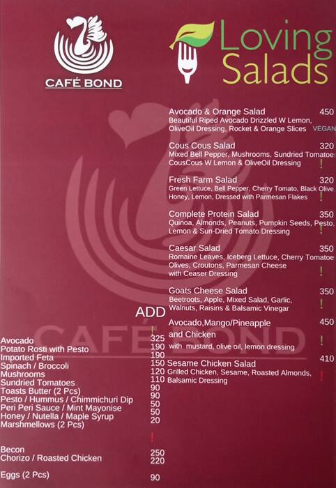 Menu at Coffee Bond - Cafe Bond, New Delhi, First floor