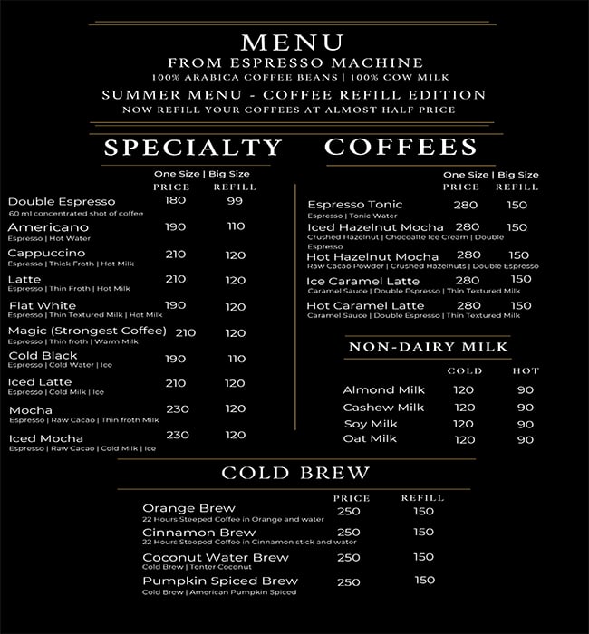 Menu of Coffee Bond, Greater Kailash 1 (GK1), New Delhi
