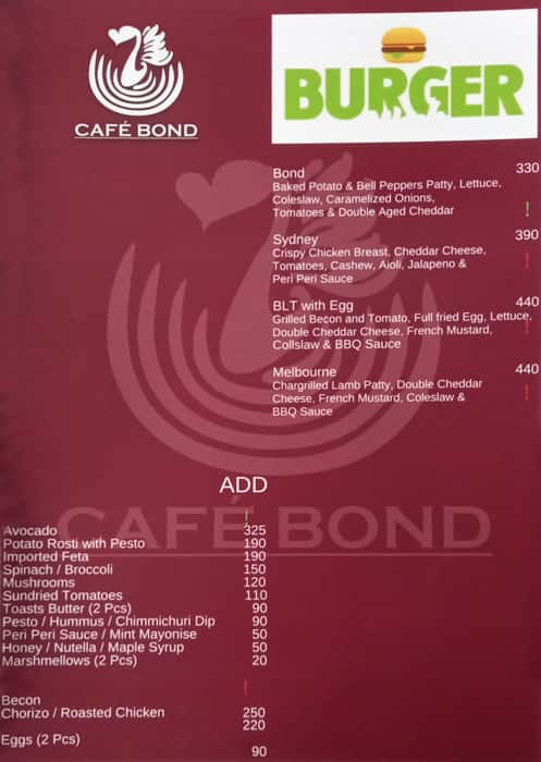 Menu at Coffee Bond - Cafe Bond, New Delhi, First floor