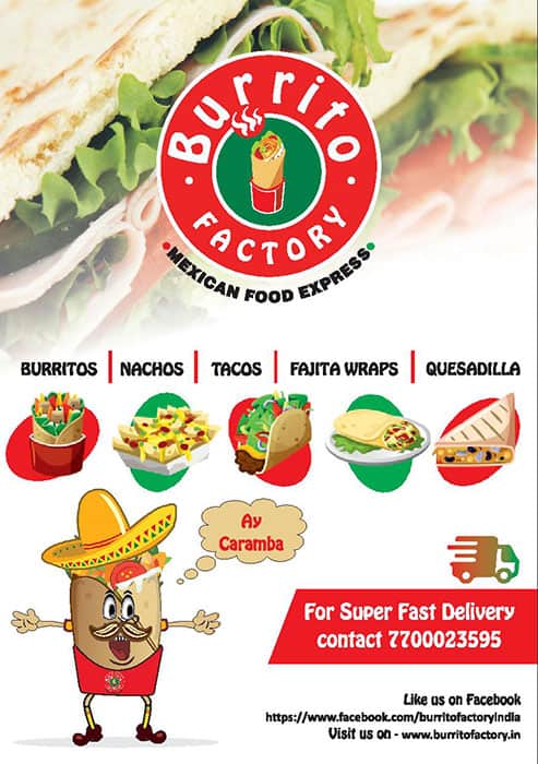 Menu at Burrito factory, Mumbai, 16th Rd