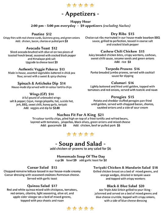 Menu at Royal Crown Castle Restaurant & Bar, New Westminster