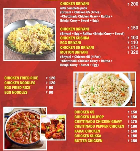 Menu at Chettinadu Kitchen, Chennai