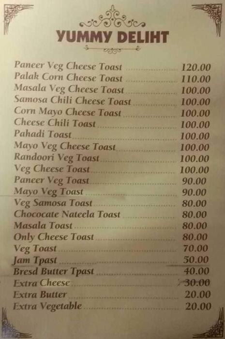 Menu of Yummy Delight, Chembur, Mumbai