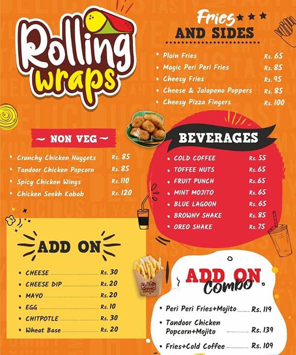 Menu of Rolling Wraps, Ravet, Pune