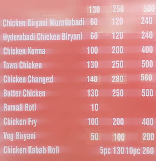 Menu of A-1 Zaika Chicken Biryani Muradabadi, Gamma 1, Greater Noida