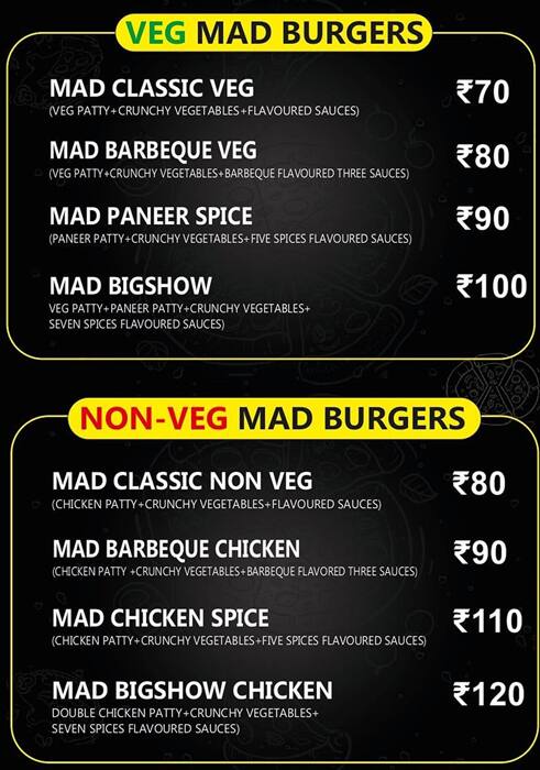 Menu of Mad Cafe, Bhosari, Pune