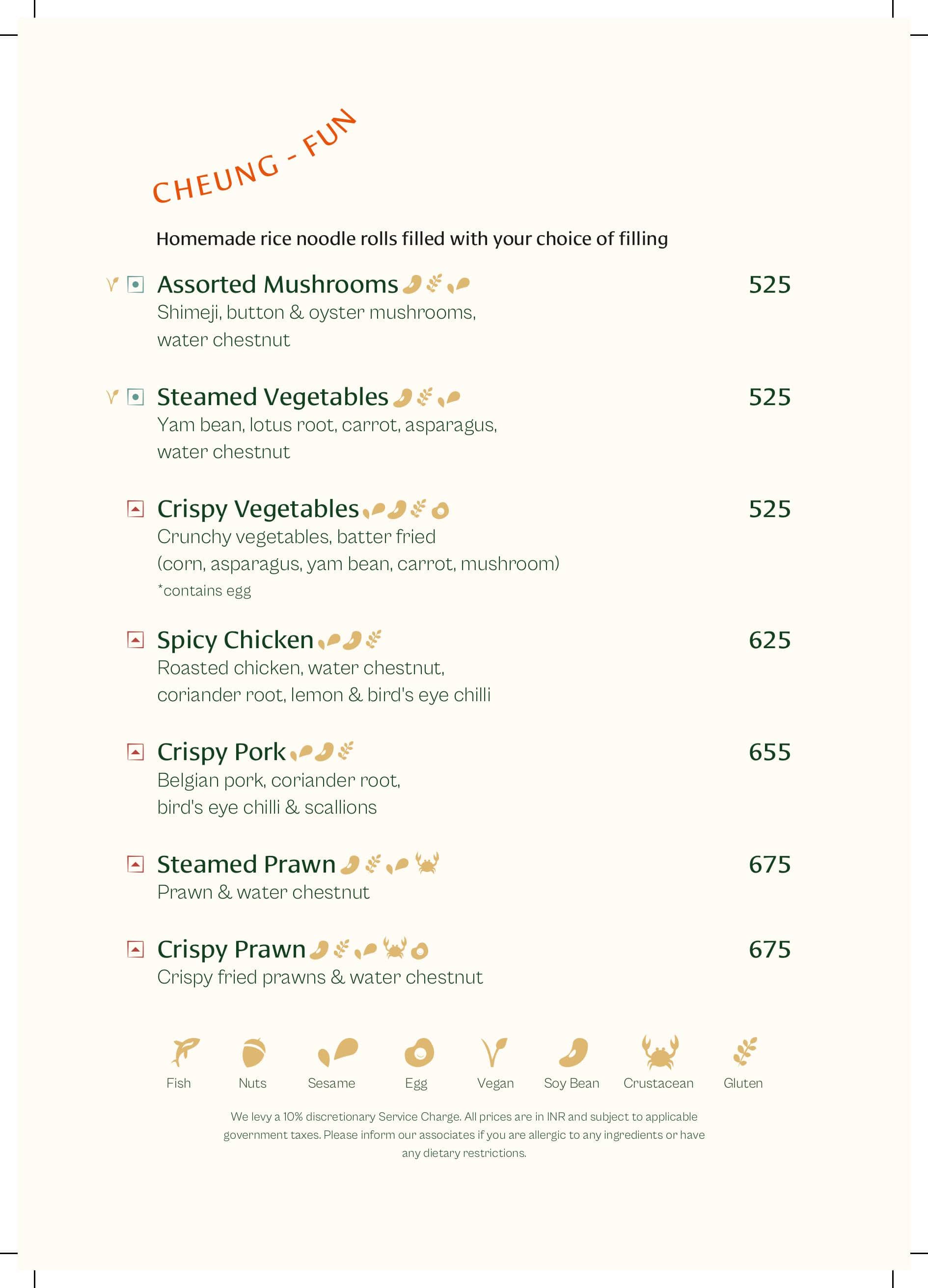 Menu of Muro, Church Street, Bangalore