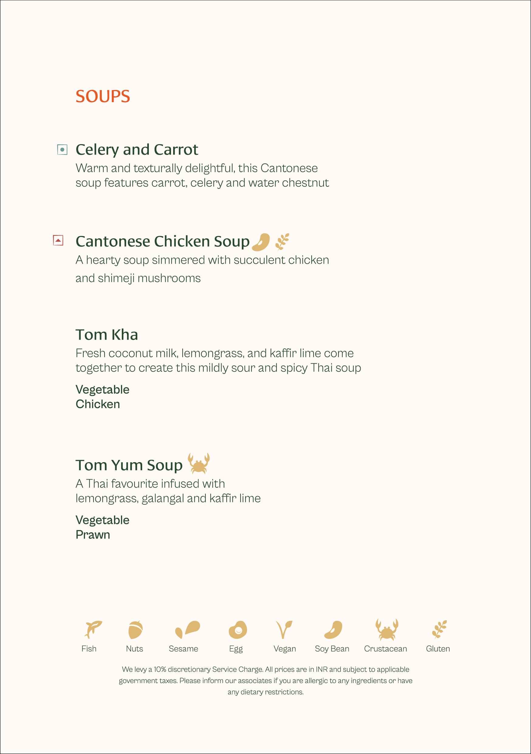 Menu of Muro, Church Street, Bangalore