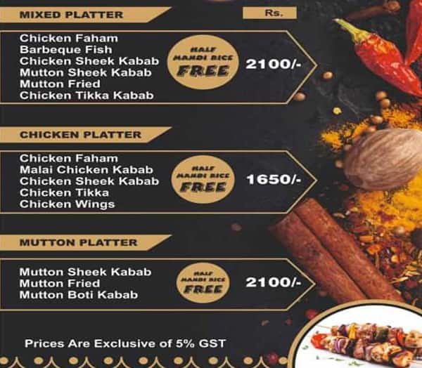Menu of Fusion 7, Nampally, Hyderabad
