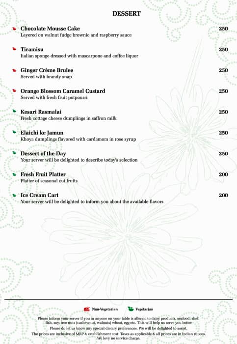 Menu at Veranda Restaurant, Faridabad