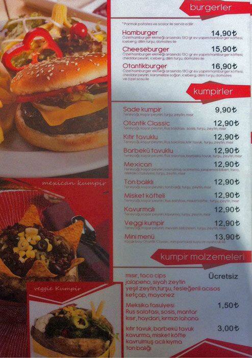 Menu at Otantik Kumpir, Ankara, Eryaman Ayas Yolu Optimum Outlet ve ...